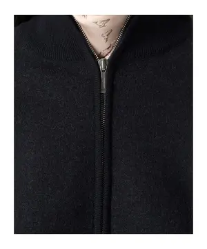 Loro Piana High-neck Zip Bomber - Navy Blue