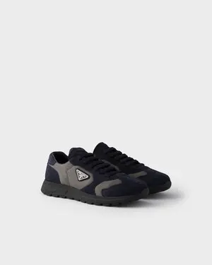 Prada Suede And Re-nylon Sneakers - Black