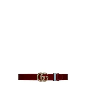 Gucci Double G Reversible Leather Belt - Light Blue