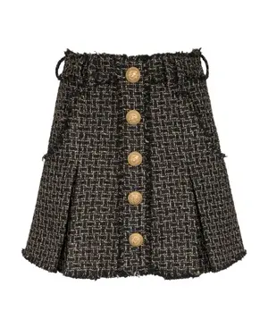 Balmain Lurex Tweed Pleated Skirt