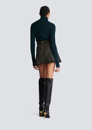 Balmain Lurex Tweed Pleated Skirt