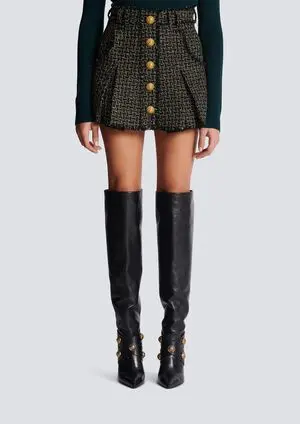 Balmain Lurex Tweed Pleated Skirt