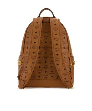 Mcm Allover Logo Printed Leather Backpack - Brown