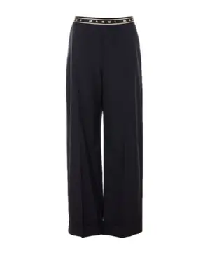Marni Logo Waist Wide-leg Trousers - Black