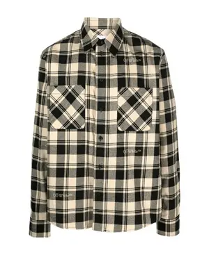 Off-White Checked Long-sleeved Flannel Shirt