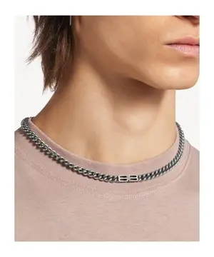 Balenciaga Bb Icon Chain Necklace - Vintage Silver
