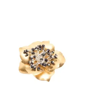 Valentino Garavani Metal And Fabric Fleur Lumineuse Brooch - Yellow