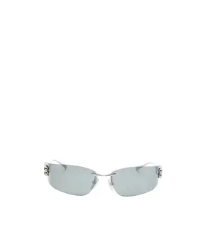 Balenciaga Silver Tone Geometric Sunglasses - Gray