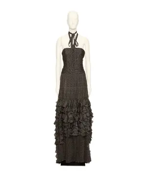 Valentino Garavani Chiffon Polka Dot Tiered Ruffled Gown