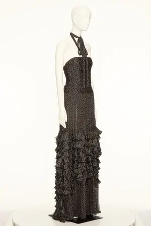 Valentino Garavani Chiffon Polka Dot Tiered Ruffled Gown