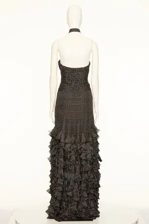 Valentino Garavani Chiffon Polka Dot Tiered Ruffled Gown