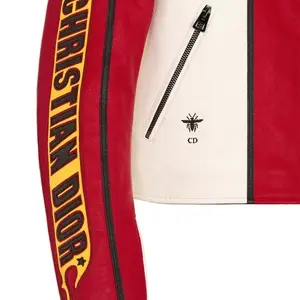 Dior Leather Biker Jacket With Graphic Details