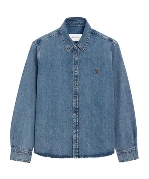 Ami Long-sleeved Denim Shirt - Blue