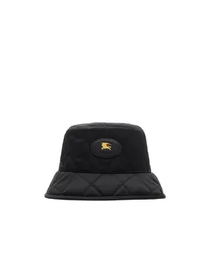 Burberry Quilted Logo Patch Bucket Hat - Black