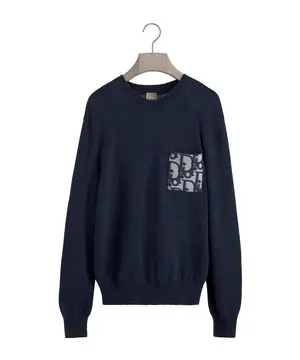 Dior Oblique Jacquard Paneled Crew Neck Sweater