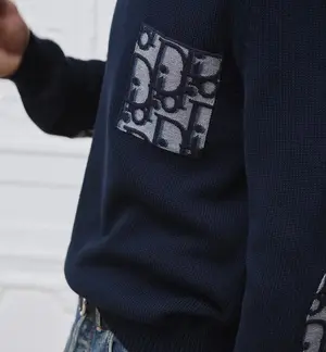 Dior Oblique Jacquard Paneled Crew Neck Sweater