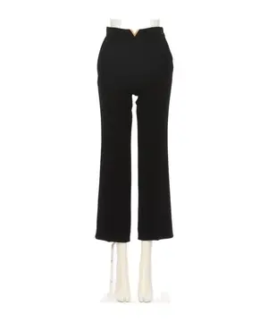 Valentino Garavani Wool Crepe Cropped Pants With Gold Logo Plaque - Black