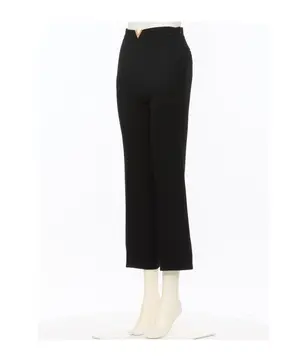 Valentino Garavani Wool Crepe Cropped Pants With Gold Logo Plaque - Black