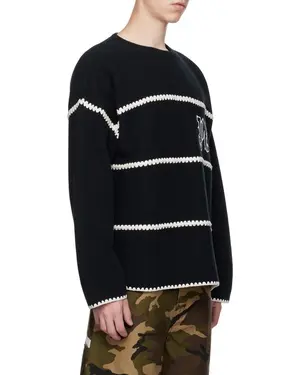 Palm Angels Logo Intarsia Knit Jumper - Black