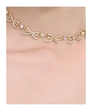 SELF-PORTRAIT Embellished Bow Necklace