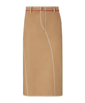 Fendi Dark Stretch Compact Cotton Skirt With Embroidered Logo