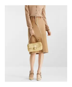 Fendi Dark Stretch Compact Cotton Skirt With Embroidered Logo
