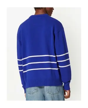 Valentino Garavani Logo Intarsia Striped Crewneck Sweater