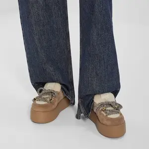 Fendi Après-ski Lace-up Suede Shearling Sabots