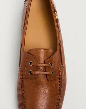 Valentino Garavani S Leather Boat Shoes - Brown