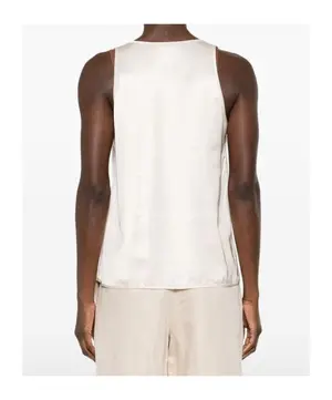 Peserico Sleeveless Scoop Neck Top With Tonal Stitching