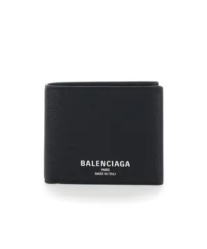Balenciaga Logo Printed Bifold Wallet - Black