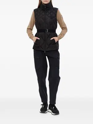 Moncler Quilted Zip-up Vest With Stand Collar - Black
