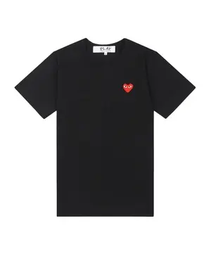 Play Comme Des Garcon Short Sleeve T-shirt With Heart Applique - Black