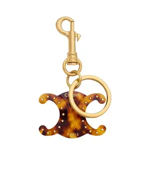 Celine Triomphe Keyring Charm In Plexiglass With Gold Finishing