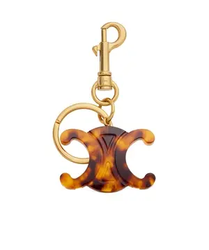 Celine Triomphe Keyring Charm In Plexiglass With Gold Finishing