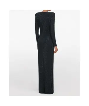 SELF-PORTRAIT Long Sleeve Slit Dress