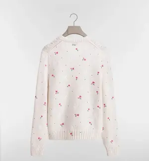 Dior Embroidered Floral Cable Knit Sweater