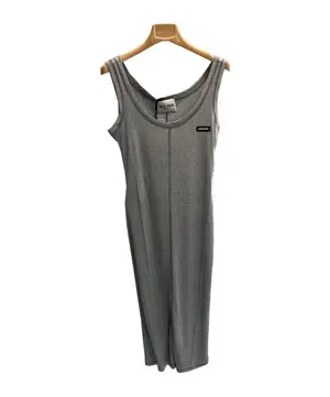 Miu Miu Sleeveless Logo Patch Midi Dress