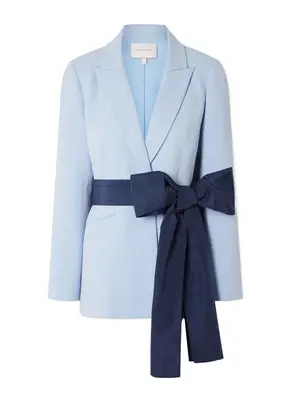 Carolina Herrera Wool Blend Suit Jacket With Bow Embellishment