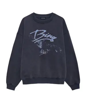 ANINE BING Spencer Sweatshirt - Water-washed Black
