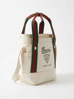 Gucci Medium Printed Canvas Web Bag - White