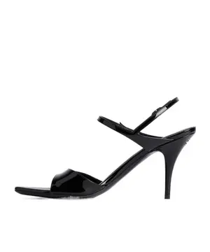 Balenciaga Avenue Bow Heeled Sandals - Black/silver
