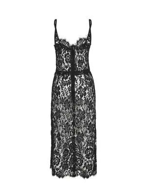 Dolce & Gabbana Lace Bustier Midi Dress - Black