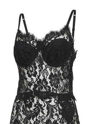 Dolce & Gabbana Lace Bustier Midi Dress - Black
