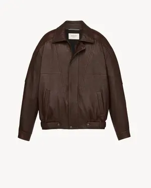 Saint Laurent Bubbled Lambskin Jacket With Cupro And Acetate Lining - Black