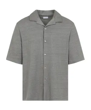 Brunello Cucinelli Camp-collar Short-sleeve Shirt - Gray