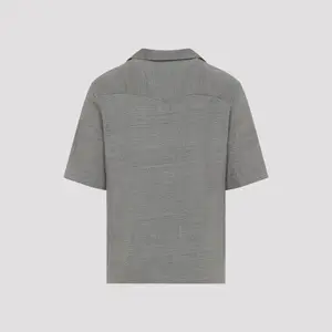 Brunello Cucinelli Camp-collar Short-sleeve Shirt - Gray