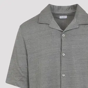 Brunello Cucinelli Camp-collar Short-sleeve Shirt - Gray