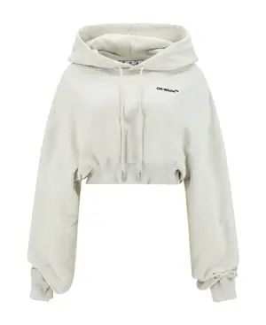 Off-White Logo Cropped Hoodie - White