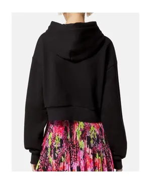 Versace Embellished Logo Cropped Hoodie